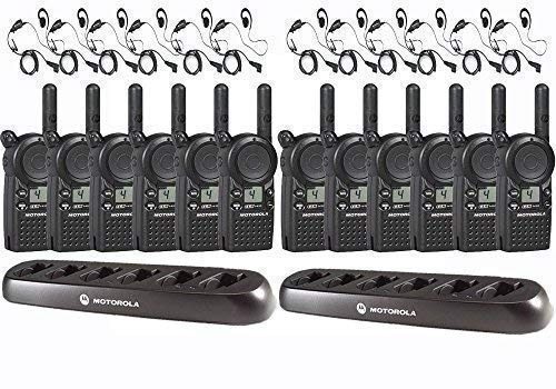 12 MOTOROLA SOLUTIONS CLS1410 Two Way Radio Walkie Talkies + 2 Multi Chargers + 12 Earpieces