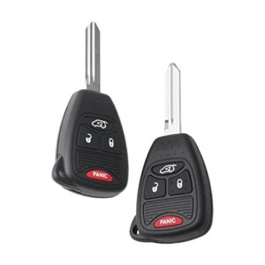 exautopone 2pcs car key fob keyless flip entry remote oht692427aa 4-btn compatible with aspen sebring avenger charger durango magnum ram commander compass grand cherokee oht692713aa wrangler