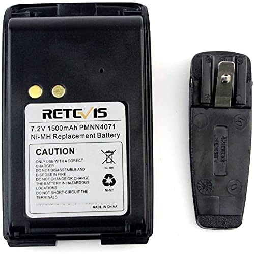 Retevis 2 Way Radio Battery Compatible with Motorola PMNN4071AR Mag One BPR40 A8 Walkie Talkies Belt Clip 1500mAh 7.2V Ni-MH Rechargeable Battery (5 Pack)