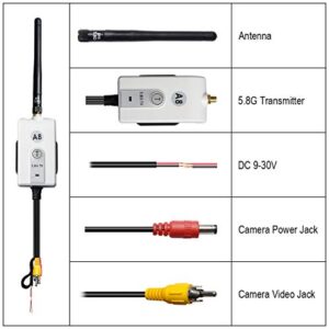 Wolfwhoop TR6 5.8G Wireless Color Video 600MW Transmitter and Audio Video Receiver Long Range Kit for The Vehicle Backup Camera and Car Rear View Parking Monitor