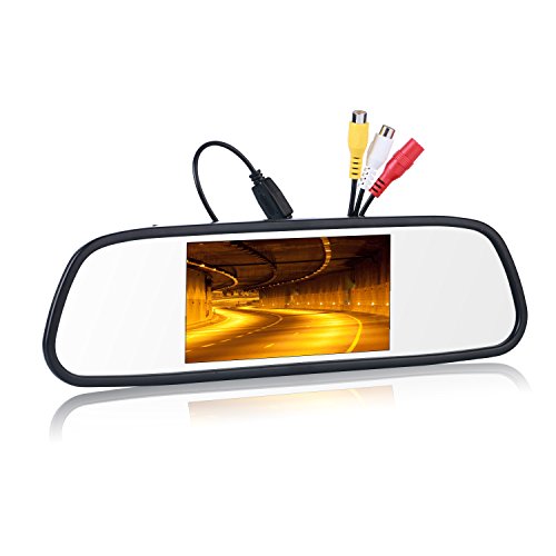 Backup Camera and Monitor Kit,Chuanganzhuo 4.3" Car Vehicle Rearview Mirror Monitor for DVD/VCR/Car Reverse Camera + CMOS Rear-view License Plate Car Rear Backup Parking Camera With 7 LED Night Vision