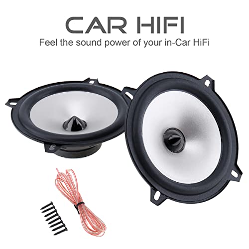 ePathChina® 2pcs 5 Inch 60W 2 Way Coaxial Car Speakers Automobile HiFi Full Range Frequency Sensitivity Power Loudspeaker