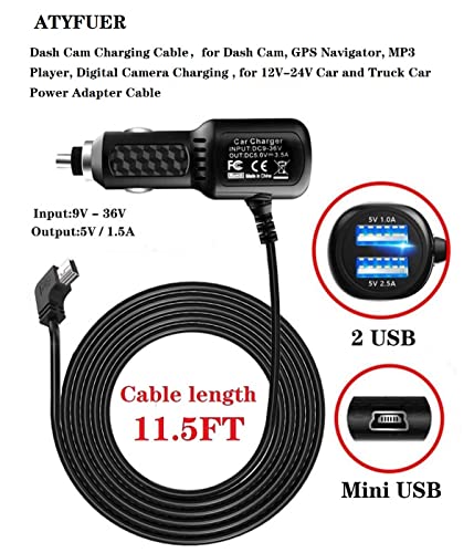 Dash Cam Charger Cable ，Garmin Charging Cable，Garmin Power Cable， for Garmin Dash Cam, Garmin GPS, MP3 Player，Garmin GPS Navigator, for 12V-24V Car and Truck Car Power Adapter Cable