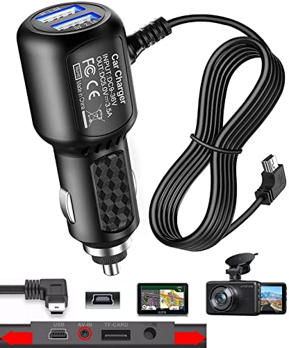 Dash Cam Charger Cable ，Garmin Charging Cable，Garmin Power Cable， for Garmin Dash Cam, Garmin GPS, MP3 Player，Garmin GPS Navigator, for 12V-24V Car and Truck Car Power Adapter Cable