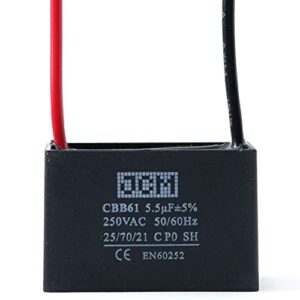 JCM 2 Wire Ceiling Fan Capacitor 5.5uF 250VAC CBB61