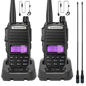 baofeng uv-82 radio portable ham radio handheld two way radio rechargeable long range dual ptt walkie talkie with ar-771 antenna-2 pack