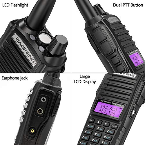 Baofeng UV-82 Radio Portable Ham Radio Handheld Two Way Radio Rechargeable Long Range Dual PTT Walkie Talkie with AR-771 Antenna-2 Pack