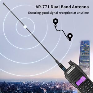 Baofeng UV-82 Radio Portable Ham Radio Handheld Two Way Radio Rechargeable Long Range Dual PTT Walkie Talkie with AR-771 Antenna-2 Pack