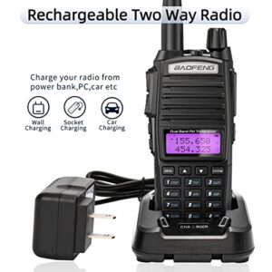 Baofeng UV-82 Radio Portable Ham Radio Handheld Two Way Radio Rechargeable Long Range Dual PTT Walkie Talkie with AR-771 Antenna-2 Pack