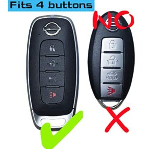 RUNZUIE 2Pcs Silicone Remote Smart Key Fob Compatible with 2024 2023 Nissan Rogue Pathfinder Key Fob Cover 4 Button (Black/Black with Red)