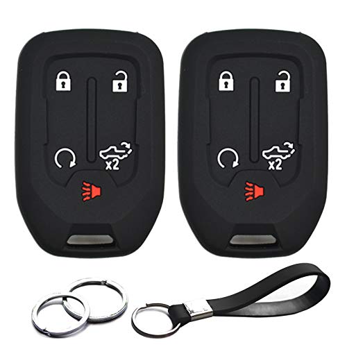 INFIPAR 2pcs Compatible with 2021 2020 2019 Chevrolet Silverado 1500 2500 HD 3500 HD GMC Sierra 1500 2500 HD 3500 HD 5 Buttons HYQ1EA Silicone Case Cover Protector Keyless Remote