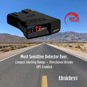 Uniden R7 EXTREME LONG RANGE Laser/Radar Detector, Built-in GPS w/ Real-Time Alerts, Dual-Antennas Front & Rear w/Directional Arrows, Voice Alerts, Red Light Camera and Speed Camera Alerts