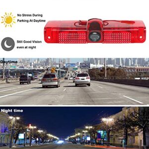 RED WOLF 3rd Third Brake Light Backup Camera w/4" Rear View Mirror Monitor Kit for Chevrolet Chevy Express/GMC Savana 2500 3500 2003-2019 3rd Brake Light Position Mounted