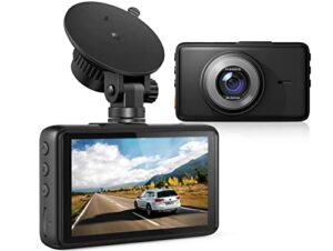 dash cam 1080p full hd, 2 mounting options, on-dashboard camera video recorder dashcam for cars with 3″ lcd display, night vision, wdr, motion detection, parking mode, g-sensor, 170° wide angle