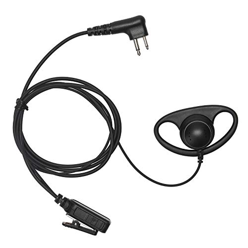 Yolipar PR400 Earpiece Compatible with Motorola Radio CLS1410 CLS1110 CP200 GP300 GP2000 Walkie Talkie with PTT Mic 2 Pin Headset Single-Wire Surveillance Kit (D-Shaped)