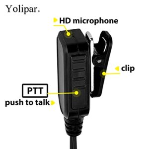 Yolipar PR400 Earpiece Compatible with Motorola Radio CLS1410 CLS1110 CP200 GP300 GP2000 Walkie Talkie with PTT Mic 2 Pin Headset Single-Wire Surveillance Kit (D-Shaped)