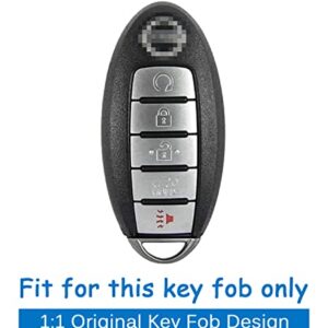 waymei Silicone Key Fob Cover Remote Keyless Case Protector Compatible with Nissan Altima Armada Maxima Murano Pathfinder Rogue Sedan KR5S180144014 285E3-3TP5A (5 Buttons Black & Pink)