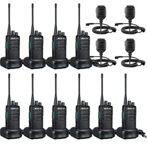 retevis rb29 2 way radios long range (10 pack) with shoulder speaker mic(4 pack),usb charger base,1100mah large capacity battery, hands free two way radio for adults security business