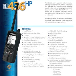 Uniden BCD436HP HomePatrol Series Digital Handheld Scanner. TrunkTracker V, Simple Programming, S.A.M.E. Emergency/Weather Alert, Covers USA and Canada