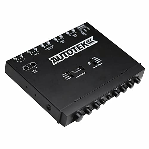 Autotek ATEQ709 4-Band Audio Equalizer with Built-in 2-Way Crossover, 9 Volts, 1/2 DIN, re-amp EQ with Front/Rear Active Crossover, and Selectable 12dB high-Pass Crossover,Black