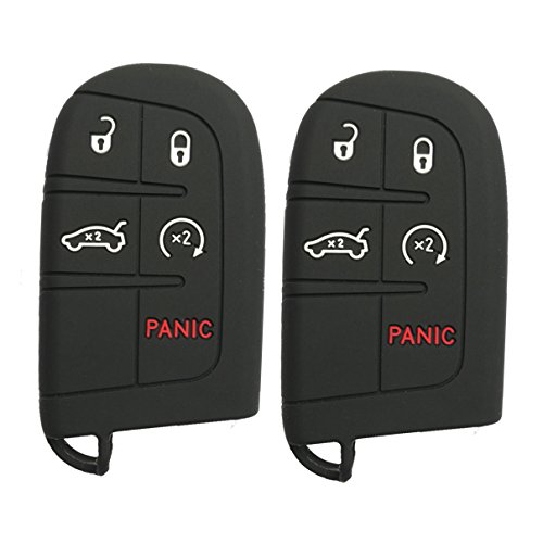 Alegender 2Pcs Silicone Key Remote Fob Cover Jacket Case Skin for 2018 2019 2020 2021 Jeep Grand Cherokee Chrysler 300 Dodge Durango Charger Challenger Journey