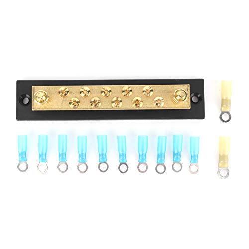 Acouto Bus Bar, Integrated Bus Bar Busbar Board Dual Row 10 Position M6 Terminal Stud 150A DC 48V for Truck Car Yacht Boat