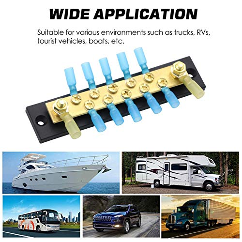 Acouto Bus Bar, Integrated Bus Bar Busbar Board Dual Row 10 Position M6 Terminal Stud 150A DC 48V for Truck Car Yacht Boat