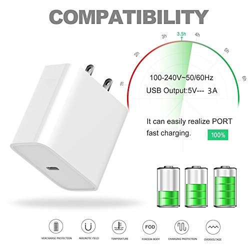 Wyness USB C Charger,18W/20W 9V/ 2A 5V/3A Type-c Power Adapter,Compact USB C PD 3.0 Wall Charger,Compatible with iPhone 13 Pro Max/12/11, Galaxy S22 Ultra/S21/S20, Pixel 6, MacBook Air, iPad Pro