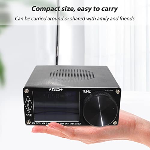 Upgrade 5.2a MAX Version Si4732 ATS-25 All Band Radio Receiver DSP Receiver,FM AM (MW and SW) SSB Shortwave Receiver with Aluminium Alloy Case,Support Type-C Charging Interface