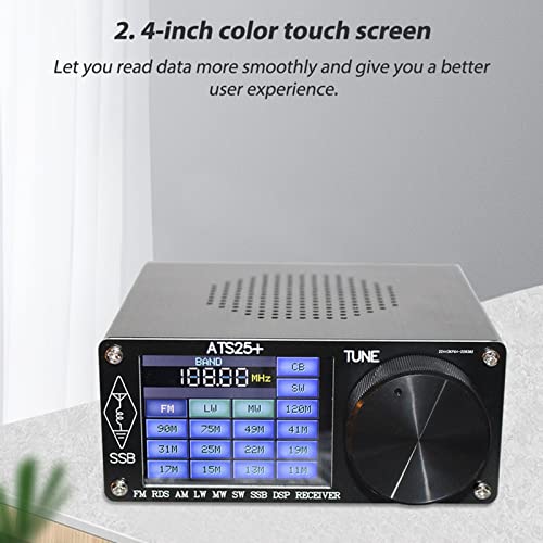 Upgrade 5.2a MAX Version Si4732 ATS-25 All Band Radio Receiver DSP Receiver,FM AM (MW and SW) SSB Shortwave Receiver with Aluminium Alloy Case,Support Type-C Charging Interface