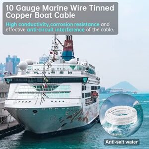 10 Gauge Wire,iGreely 10 Gauge Marine Wire 30FT 10AWG Tinned Copper Boat Cable,2 Core Insulated Duplex Marine Stranded Cable for Automotive Boat Marine Speakers Solar Outdoors Wiring