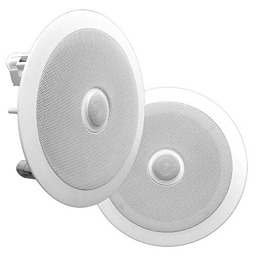 Pyle 6.5'' In-Wall/In-Ceiling Midbass Speakers (Pair) - 2-Way Woofer Speaker System Directable 1” Titanium Dome Tweeter Flush Mount Design w/ 65Hz - 22kHz Frequency Response 250 Watts Peak - PDIC60