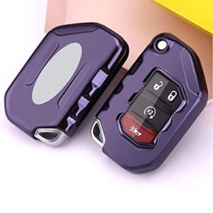 Royalfox(TM) 2/3/4 Buttons Soft TPU flip Folding Remote Key Fob case Cover for Jeep 2020 2021 Gladiator JT Sahara JLU, for 2018 2019 2020 2021 Jeep Wrangler JL JLU Rubicon (Purple)