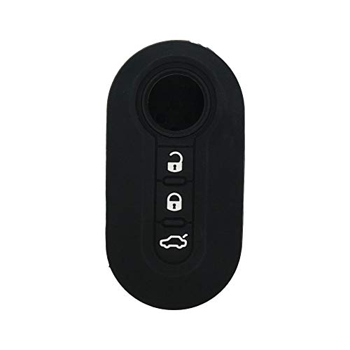 SEGADEN Silicone Cover Protector Case Holder Skin Jacket Compatible with FIAT 3 Button Flip Remote Key Fob CV4759 Black