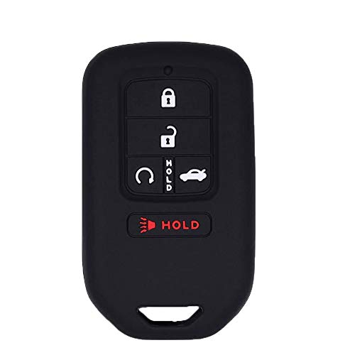 EXUNTECH 2Pcs Silicone Key Fob Cover Case Full Protector Remote Cover Case Skin Jacket for A2C81642600 2015 2016 2017 2018 2019 Honda Civic Accord Pilot CR-V 5 Buttons Smart Key, Black Pink