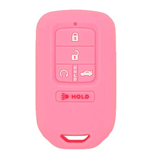 EXUNTECH 2Pcs Silicone Key Fob Cover Case Full Protector Remote Cover Case Skin Jacket for A2C81642600 2015 2016 2017 2018 2019 Honda Civic Accord Pilot CR-V 5 Buttons Smart Key, Black Pink