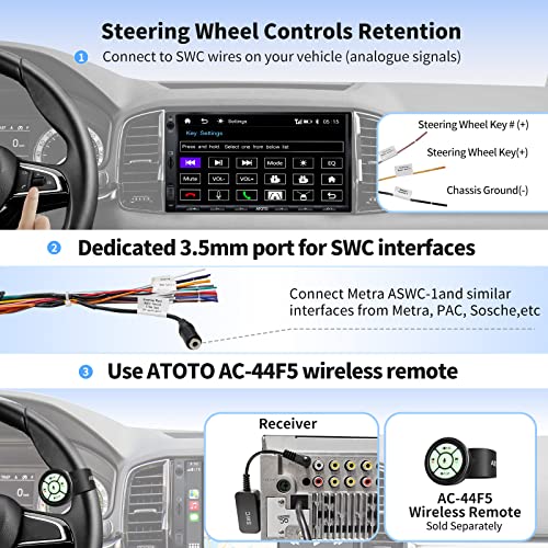 ATOTO F7 XE 7inch Wireless CarPlay & Wireless Android Auto Double-DIN Car Stereo Receiver- Mirror Link, Bluetooth, HD Live Rearview, Quick Charge, QLED Display, SiriusXM, F7G2A7XE