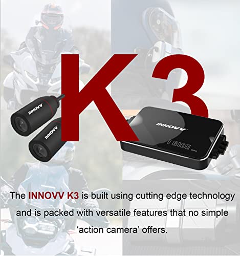 INNOVV K3 Dual Channel Motorcyle Motocam with WiFi, GPS, Parking Mode and IP67 Water-Resistant (microSD Card not Included)