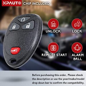 NPAUTO Key Fob Replacements for Chevy Silverado Equinox Traverse Tahoe Avalanche Suburban 2007-2013 GMC Sierra 1500 2500 HD Acadia Saturn Pontiac Buick Keyless Entry Remote Start Control Key, 15913421