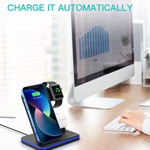 HERRBOL 3 in 1 Wireless Charger,Fast Wireless Charging Station for iPhone14 13 12 11/ Pro/XS/XR/X/SE/8/8 Plus,Wireless Charging Stand Compatible with Apple iWatch Series SE/7/6/5/4/3/2,AirPods/Pro