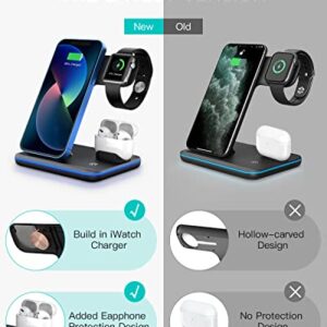 HERRBOL 3 in 1 Wireless Charger,Fast Wireless Charging Station for iPhone14 13 12 11/ Pro/XS/XR/X/SE/8/8 Plus,Wireless Charging Stand Compatible with Apple iWatch Series SE/7/6/5/4/3/2,AirPods/Pro