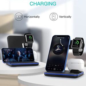 HERRBOL 3 in 1 Wireless Charger,Fast Wireless Charging Station for iPhone14 13 12 11/ Pro/XS/XR/X/SE/8/8 Plus,Wireless Charging Stand Compatible with Apple iWatch Series SE/7/6/5/4/3/2,AirPods/Pro