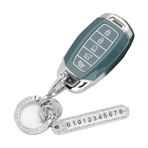 YOUTOOCAR Blue Soft TPU Key Fob Cover with Key Chain Compatible with Hyundai Accent Elantra GT I30 Kona Palisade Santa Fe