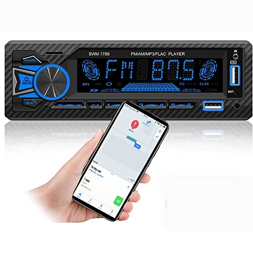 Bluetooth Car Stereo, AM FM Radio Receiver, Vehicle Navigation Location, Audio Record, Voice Assistant, APP Control, Dual USB/SD/AUX Port, Support MP3/WMA/WAV, Car Multimedia Player, Remote Control