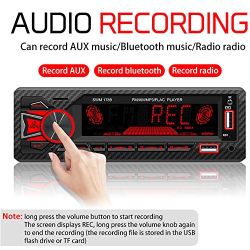 Bluetooth Car Stereo, AM FM Radio Receiver, Vehicle Navigation Location, Audio Record, Voice Assistant, APP Control, Dual USB/SD/AUX Port, Support MP3/WMA/WAV, Car Multimedia Player, Remote Control