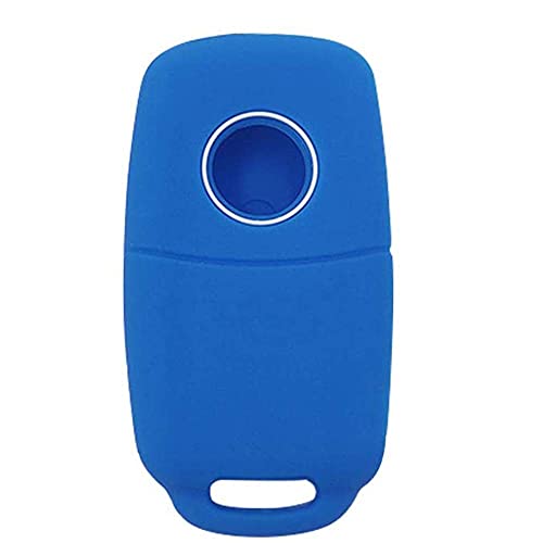 LemSa 2Pcs Keyless Entry Remote Car Flip Key Fob Outer Shell Cover Soft Rubber Protective Case for VW Volkswagen Jetta GTI Passat Golf Tiguan Touareg Beetle, Red+Blue