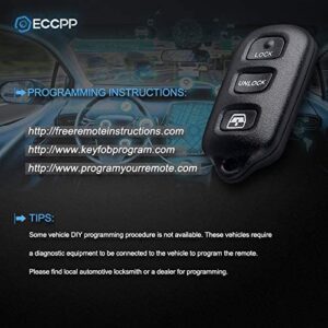 ECCPP HYQ12BBX Keyless Entry Car Key Remote Fob Replacement for 99-2009 for T oyota 4Runner/ 98-1999 for T oyota Avalon/ 01-2007 for T oyota Sequoia (3 Buttons) HYQ12BBX HYQ12BAN HYQ1512Y set of 2