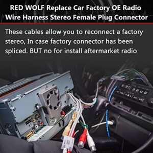 RED WOLF Car Radio Wire Harness Stereo Female +Male Plug Kit Connector Compatible with GM GMC Chevy Silverado Buick Cadillac Pontiac 2002-2007 Model