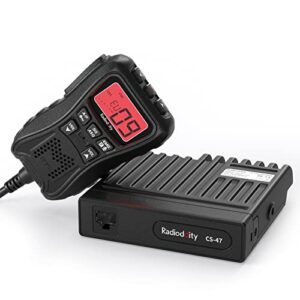 radioddity cs-47 small cb radio, am/fm, 40-channel, one hander microhone built-in speaker noise reduction, large 7-color backlit lcd display, vox, rf gain long-range for offroad, trucker, backcountry