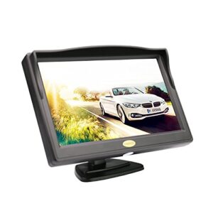 backup camera monitor,raayoo s5-001 5 inch high definition tft lcd monitor display screen for car rear view camera with 2 optional bracket,2 way video input,12v/24v(5 inch-01)